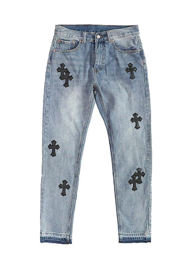Embroidered Cross Denim Jeans – Project Zuki